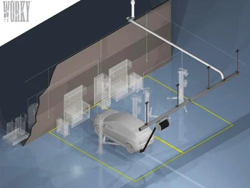 Sliding gas extraction for workshops: Worky telescopic drop-down system